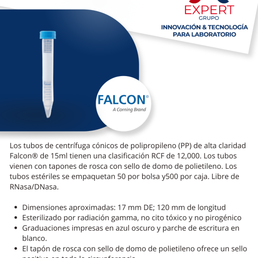 TUBO PARA CENTRÍFUGA 15ML. 352096 - Expert Grupo