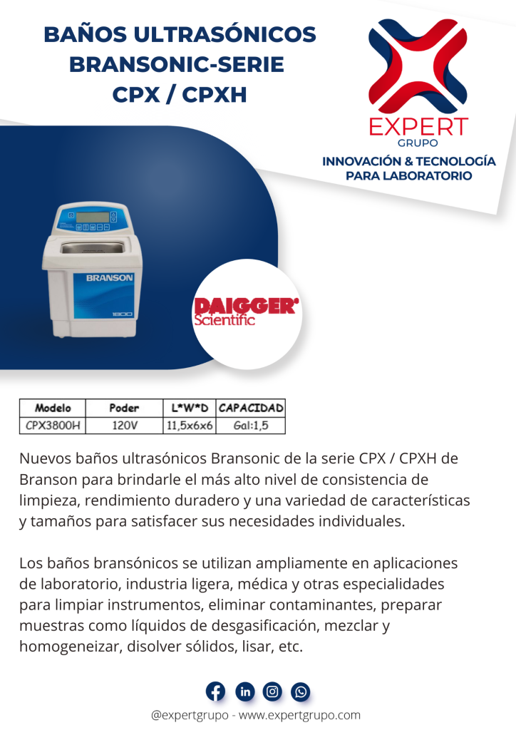 BAÑOS ULTRASÓNICOS BRANSONIC-SERIE CPX / CPXH - Expert Grupo