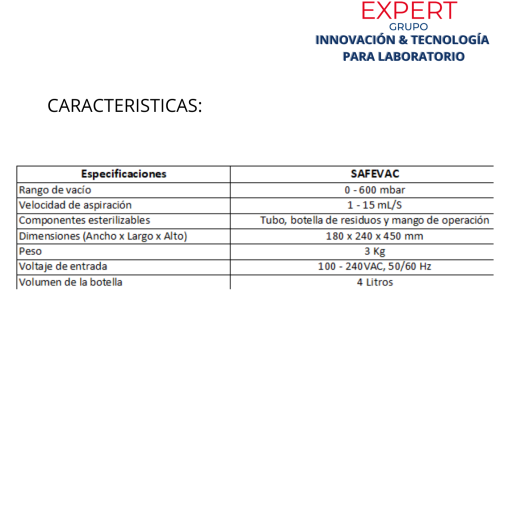 SAFEVAC - SISTEMA DE ASPIRACIÓN DE VACÍO - Expert Grupo